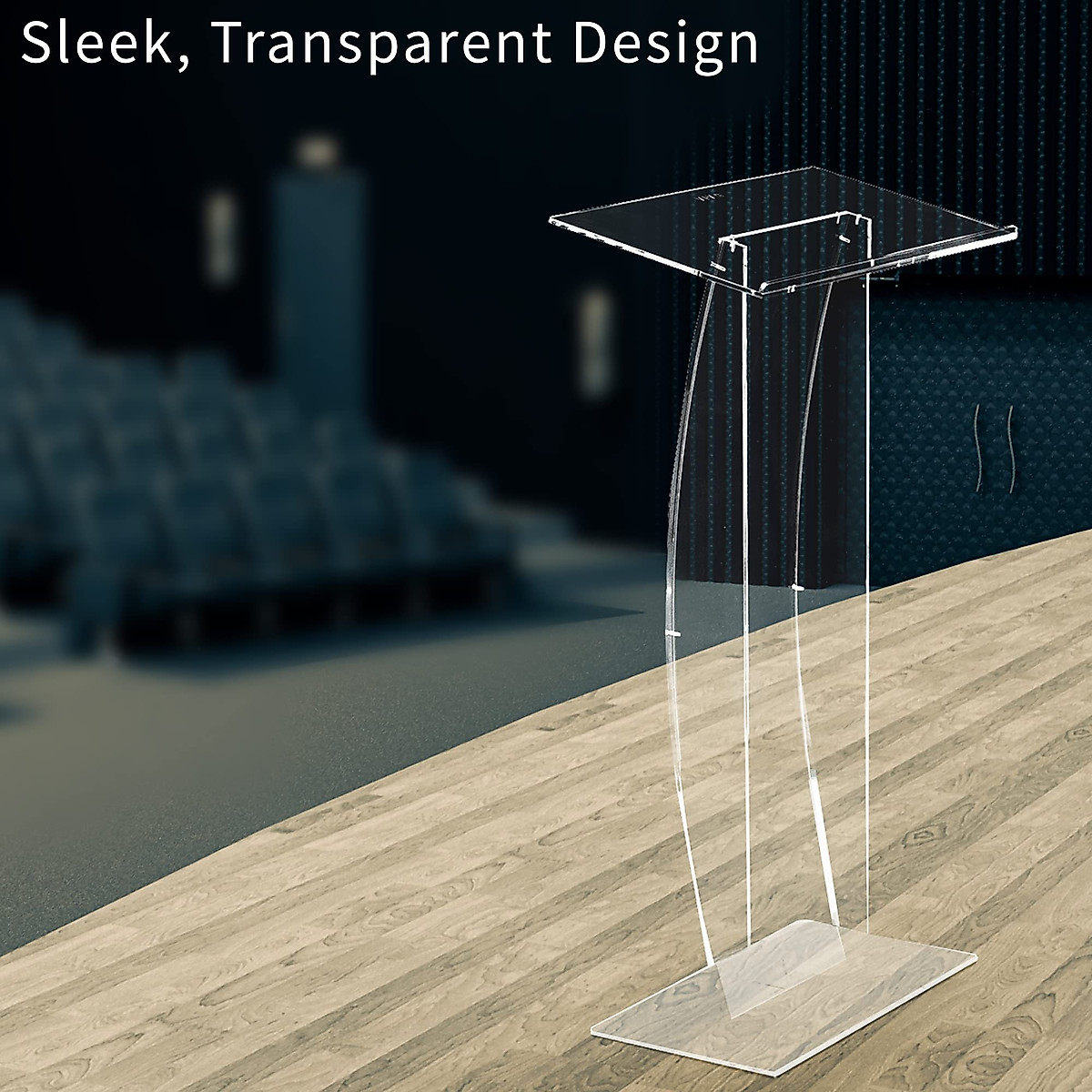 VIVO Acrylic Podium Stand, Sleek Transparent Professional Presentation Lectern with 27 inch Reading Surface Platform, Clear Appearance for Office, Classroom, Restaurant, and More, Stand-PDMA