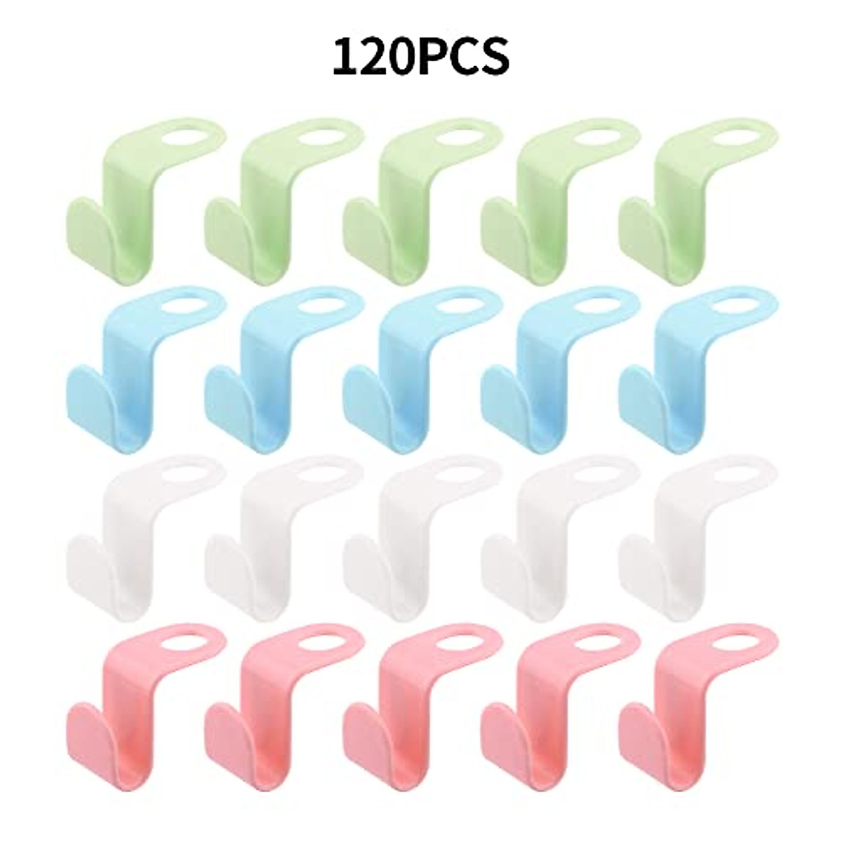 120pcs 4 Color Hanger Hook, Clothes Hanger Connector Hooks, Cascading Hangers, Space Saving for Velvet Closet,Organizer Savers Saver