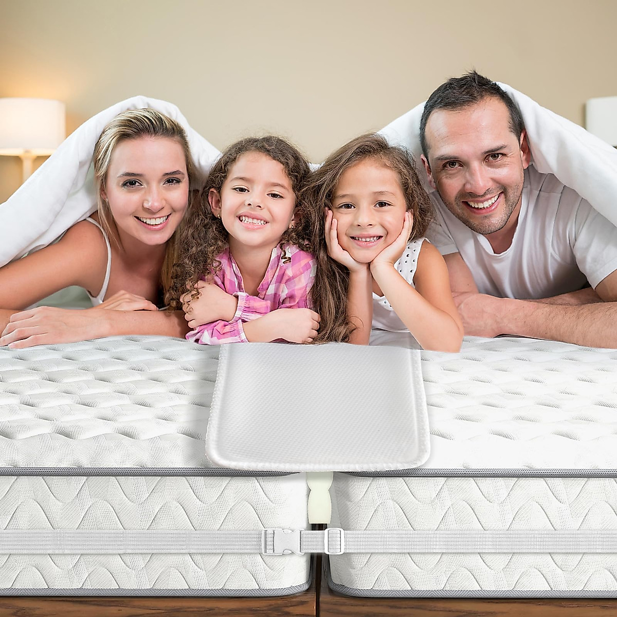 KOMFOTT 75” X 9” Bed Bridge, Twin to King Converter Kit, Adjustable Bed Mattress Connector with Strap, Twin Bed Gap Filler King Maker, Split King Bed Connector for Family Guests (Twin to King)