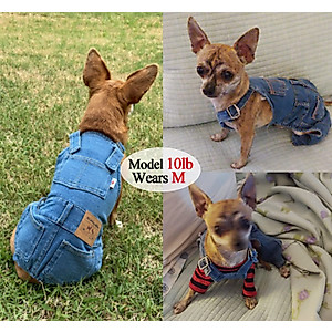 Dog Shirts Clothes Denim Overalls, Pet Jeans Onesies Apparel, Puppy Jean Jacket Sling Jumpsuit Costumes, Fashion Comfortable Blue Pants Clothing for Small Medium Dogs Cats Boy Girl (Blue, Large)