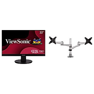 ViewSonic VA2247-MH 22 Inch Full HD 1080p Monitors and LCD-DMA-001 Dual Monitor Mounting Arm with Vesa Mount