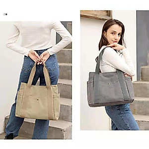 HONGQI Canvas Travel Tote Handbag Shoulder Bags For Men & Women Handbags Canvas Bag for Women, Multi Compartment Tote Purse Bags (Black)