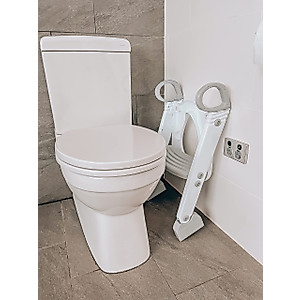 Dreambaby Potty Seat with Steps Toilet Training Seat - 2-Level Adjustable Potty Seat- Grey/White - Kids toilet seat attachment