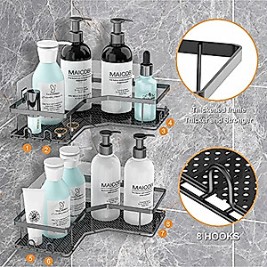 Corner Shower Caddy - Black Shower Organizer Hanging,Shower Shelves,Shower Racks Storage with Small Round Hole Bathroom Shelf for Inside Shower and Restroom 2 Park