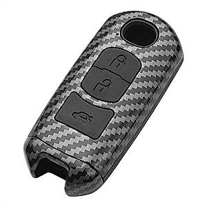 TANGSEN Smart Key Fob Case Compatible with FIAT124 SPIDER MAZDA 3 6 CX-5 CX-7 CX-9 MX-5 MIATA for SCION IA for TOYOTA YARIS IA 2 3 4 Button Keyless Entry Remote Cover Carbon Fiber Pattern