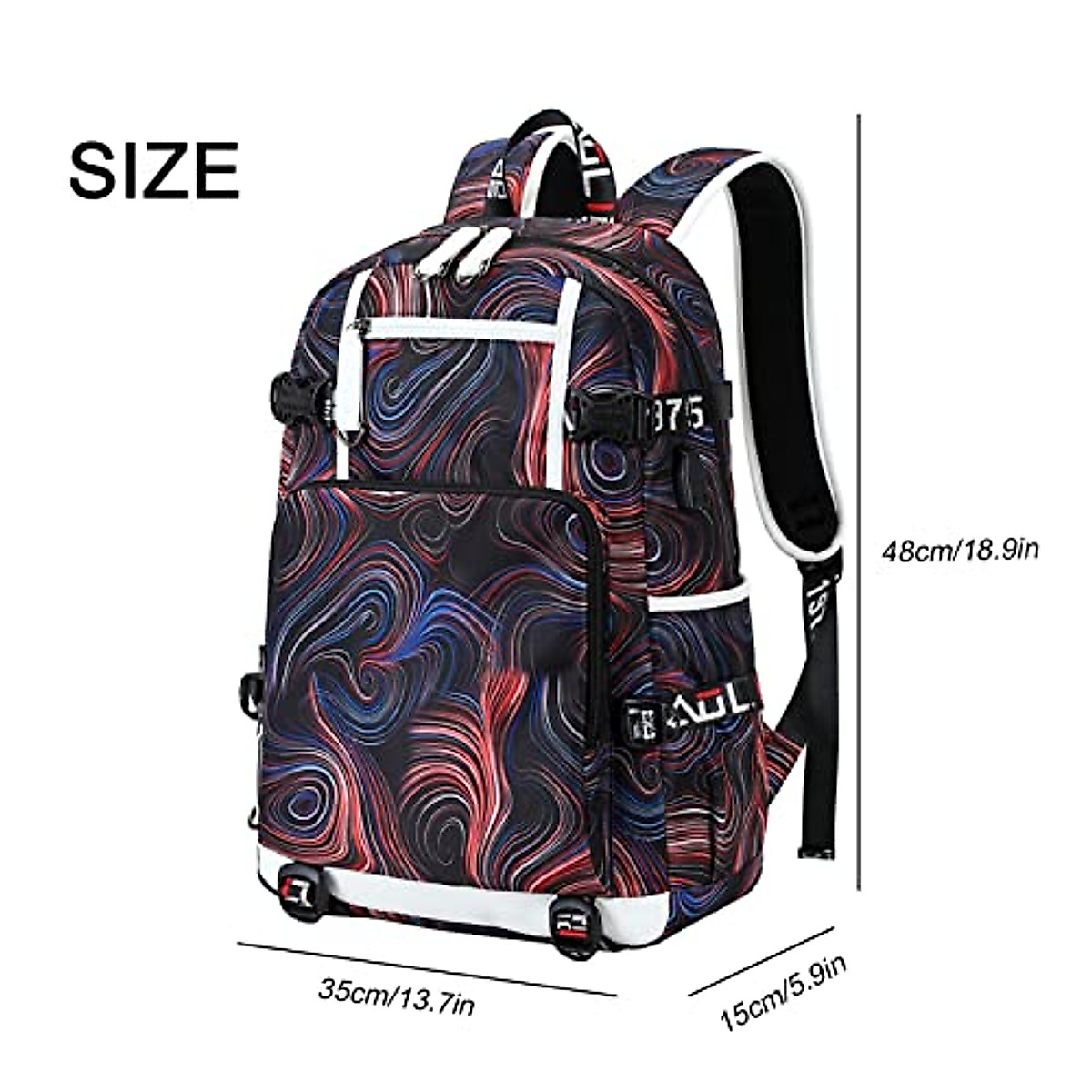 ZHIERNA Boys Backpack with Charging Port, Laptop Backpacks 17 Inch, Water Resistant Daypack Bookbags for College Students (Red)