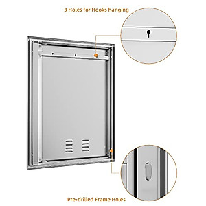 RIEDHOFF 20" H x 14" W 304 Stainless Steel Outdoor Kitchen Access Door with Recessed Handle, Single Access Door for BBQ Island, Grilling Station