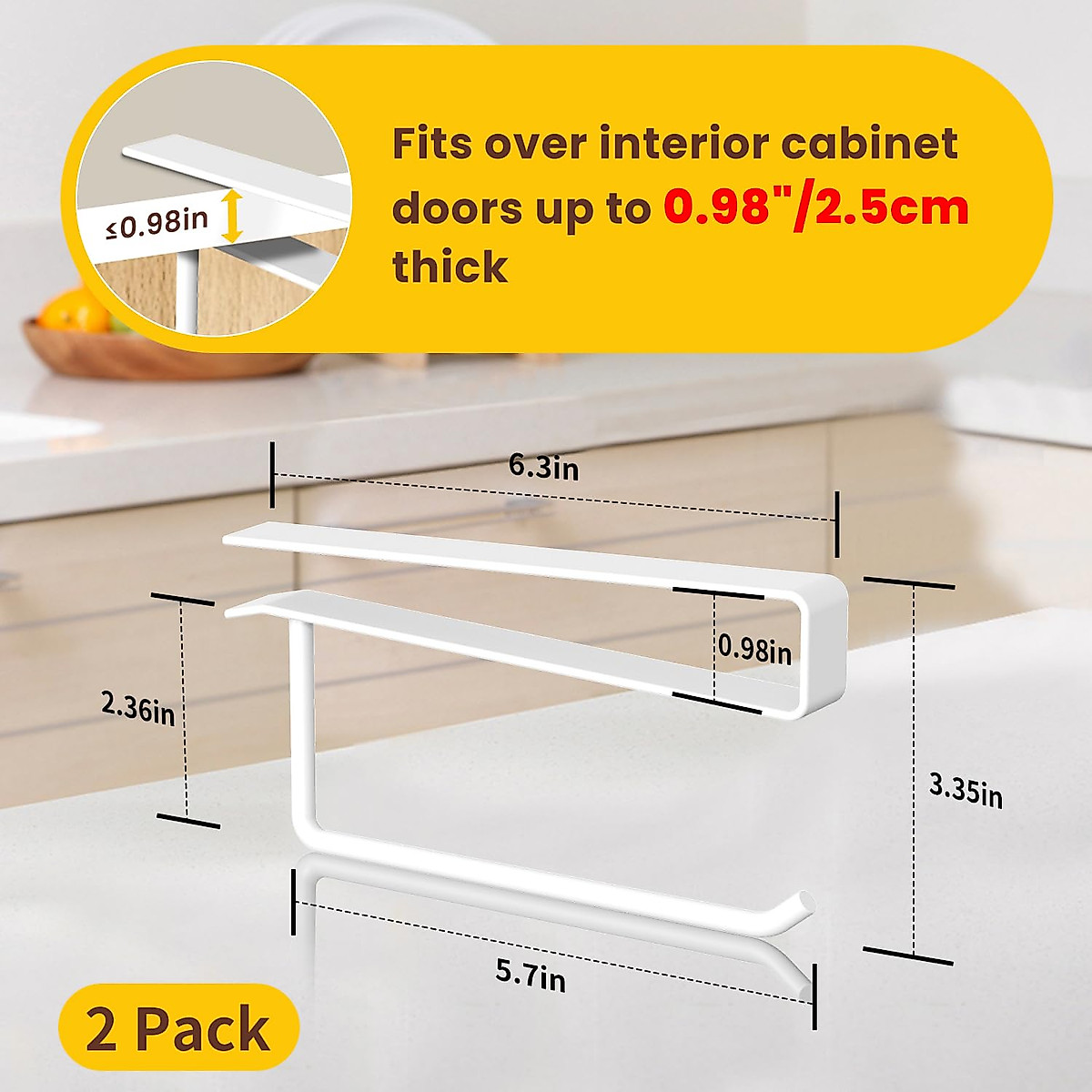 Amawarm 2 Pack Tumbler Lid Organizer, Under Cabinet Cup Lid Holder for Yeti Insulated Mug/Stanley Insulated Mug/Simple Modern Insulated Mug Lid, No Gluing, No Drilling, Up to 10 Lids (White)