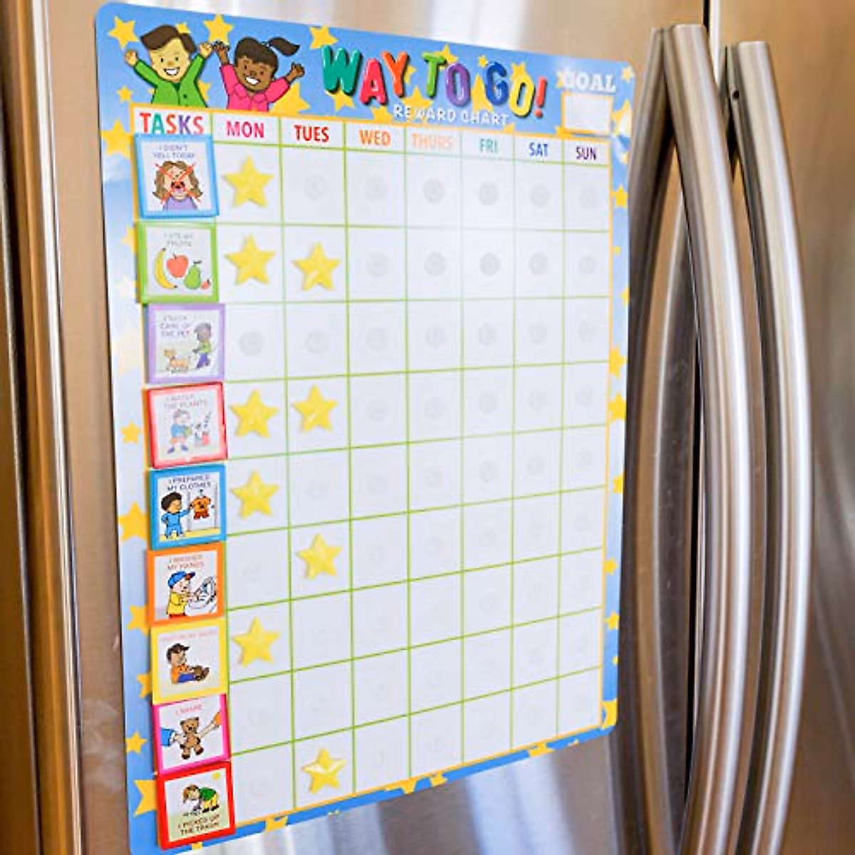 Youngever Reward Chart, Responsibility Chart, Magnetic Chore Chart,"Way to Go" Behavior Chart for Kids with 75 Behavioral Chores, 17.5 x 13.5 Inch