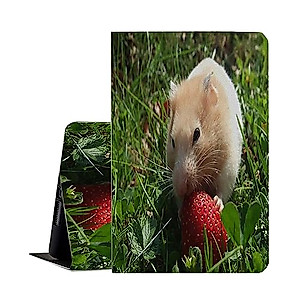 iPad 9th/8th/7th Generation Case (2021/2020/2019) iPad 10.2-Inch Case with Pencil Holder,Lightweight Flexible Shockproof, Full Body Boy Girl Cover for Apple iPad 9th 8th 7th Gen Hamster Golden Strawbe