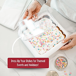 Fancy Panz, Serving Tray for Food, Made in the USA Foil Pan Carrier, Stackable Aluminum Pan Holders, 8x8 Travel Casserole Carrier With 1 Disposable Foil Pan & Serving Spoon, Red