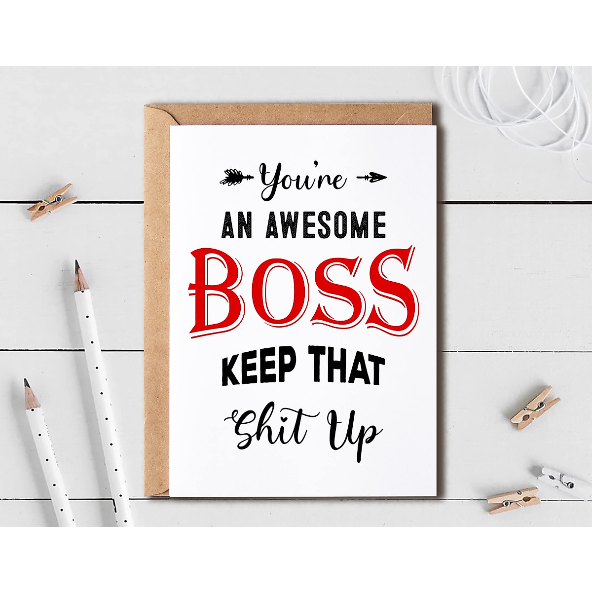 EruditeGifts You're An Awesome Boss Keep That Shit Up - Cheeky Boss' Day Card - Birthday Day Card For Boss - Mature Greeting Card For Manager