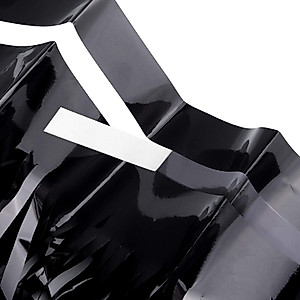 CHRORINE 2pcs 3ft x 8.3ft Black Tinsel Fringe Curtains Streamers Photo Backdrop for Birthday Graduation Halloween Anniversary Party Decorations