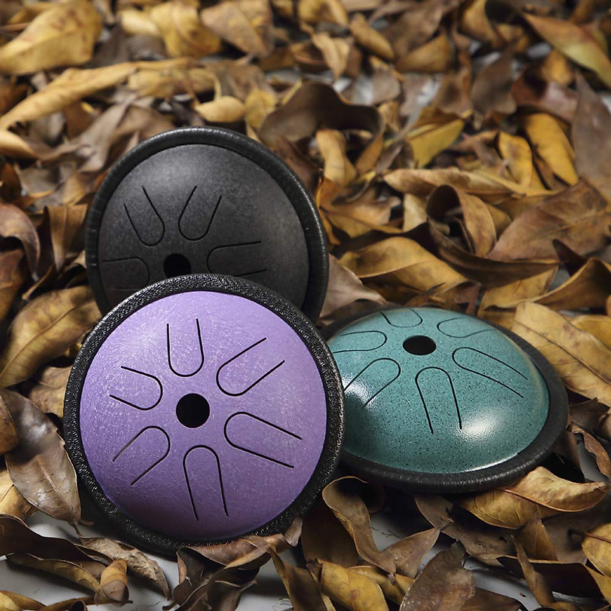 5.5 Inch Steel Tongue Drum Mini Tank Drum 6 Notes C Key Hand Tankdrum Handpan Pan Drum Tank with Drum Mallets Carrying Bag (Obisidian)