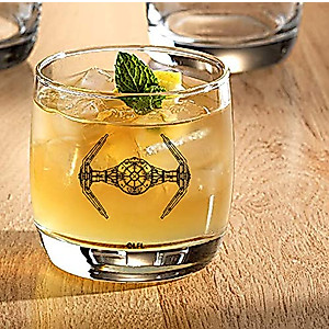 Star Wars Glass Set - X-Wing & TIE Fighter - Collectible Gift Set of 2 Cocktail Glasses - 10 oz Capacity - Classic Design - Heavy Base