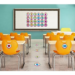 Flyab 36pcs Line up Spots for Classroom Floor 4" Floor Numbers for Classroom Lining up Line up Stickers Classroom Floor Line up Dots for Classroom Floor Back to School Preschool Kindergarten Classroom