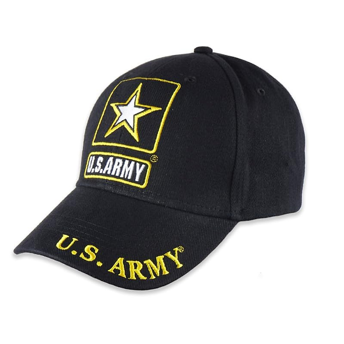 US Army Hat for Men and Women, Officially Licensed Product, Adjustable Strap Baseball Cap - US Army Embroidered Baseball Cap Beautifully Stitched Lettering on The Front and Back (Black)