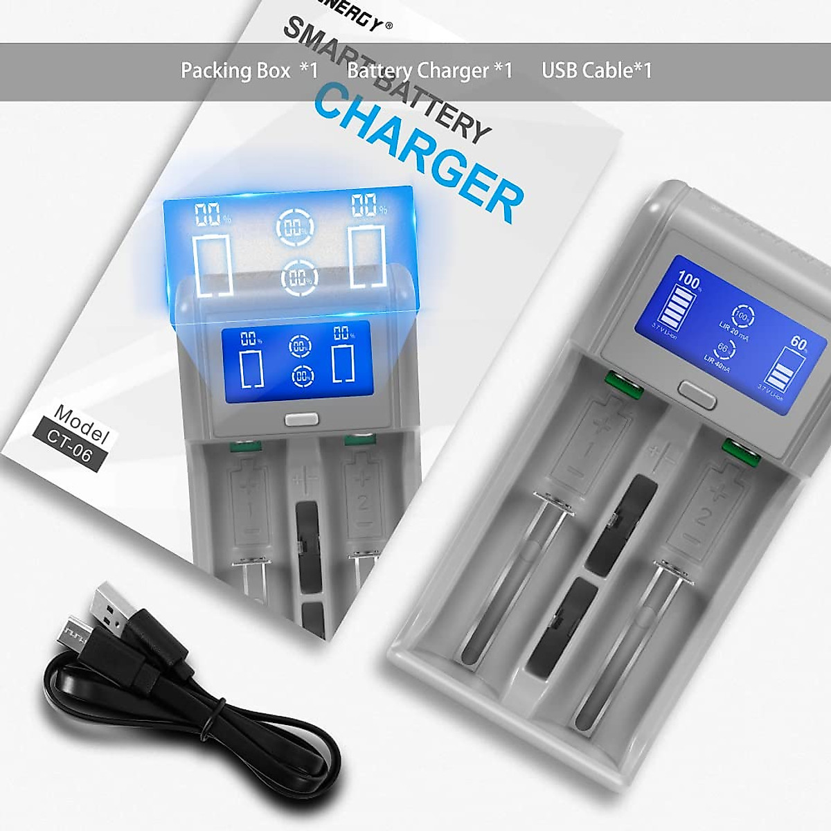 2450 Rechargeable Battery with Charger Smart Charging 3.7V Lithium Cells LIR2450 LIR2032 LIR2032H