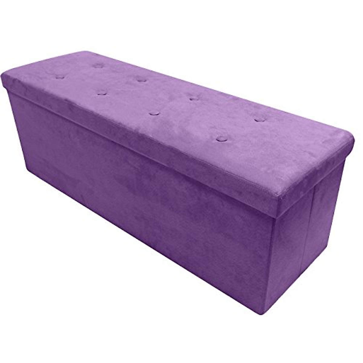 Sorbus Storage Ottoman Bench – Collapsible/Folding Bench Chest with Cover – Perfect Toy and Shoe Chest, Hope Chest, Pouffe Ottoman, Seat, Foot Rest, – Contemporary Faux Suede (Purple)
