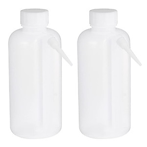 iplusmile 2Pcs Plastic Wash Bottle Wide Mouth Unitary Wash Bottle Safety Squeeze Bottle 500ml (White)