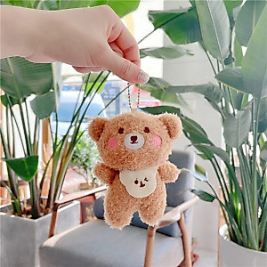 Attria 2Pcs Cute Plush Bears Keychain, Kawaii Fluffy Stuffed Animals Keyring Pendant, Furry Purse Handbag Charms