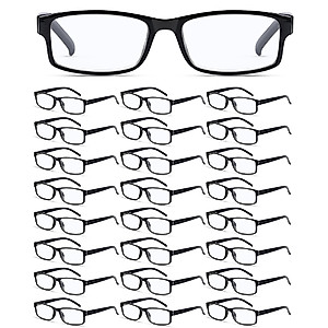 Yexiya 24 Pack Reading Glasses Bulk Traditional Reading Glasses with Spring Hinge Adjustable Reading Glasses for Men Women (Black Frame,1.5 Diopters)