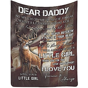 2022 Dad Gifts to My Dad from Daughter American Deer Ultra Soft Fleece Throw Blankets for Couch Bedroom Sofa Best Dad Gifts for Birthday, Thanksgiving, Anniversary, for Men 50 x 60in