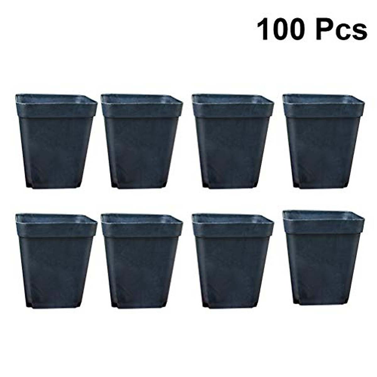 NUOBESTY 2 Inch Black Square Flower Pots Small Plastic Plant Pots 100PCS Square Flower Plant Pots Mini Succulent Pot for Cactus Bonsai