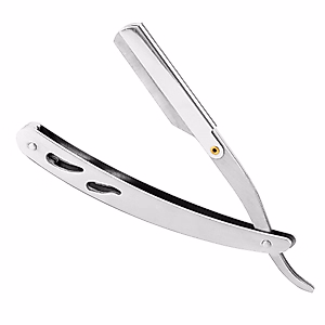 Wismee Professional Shaving Razors for Men Classic Straight Edge Barber Knife Razor with 110 Blades Salon Quality Stainless Steel Shavette Men's Manual Shaver Matte Silver Razor