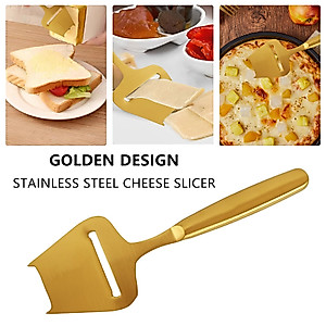 Blueden Cheese Slicer Golden Stainless Steel Cheese Cutters for Block Cheese, Cortador de queso, Handheld Plane Cheese Knife for Semi-Hard Cheese, Gold