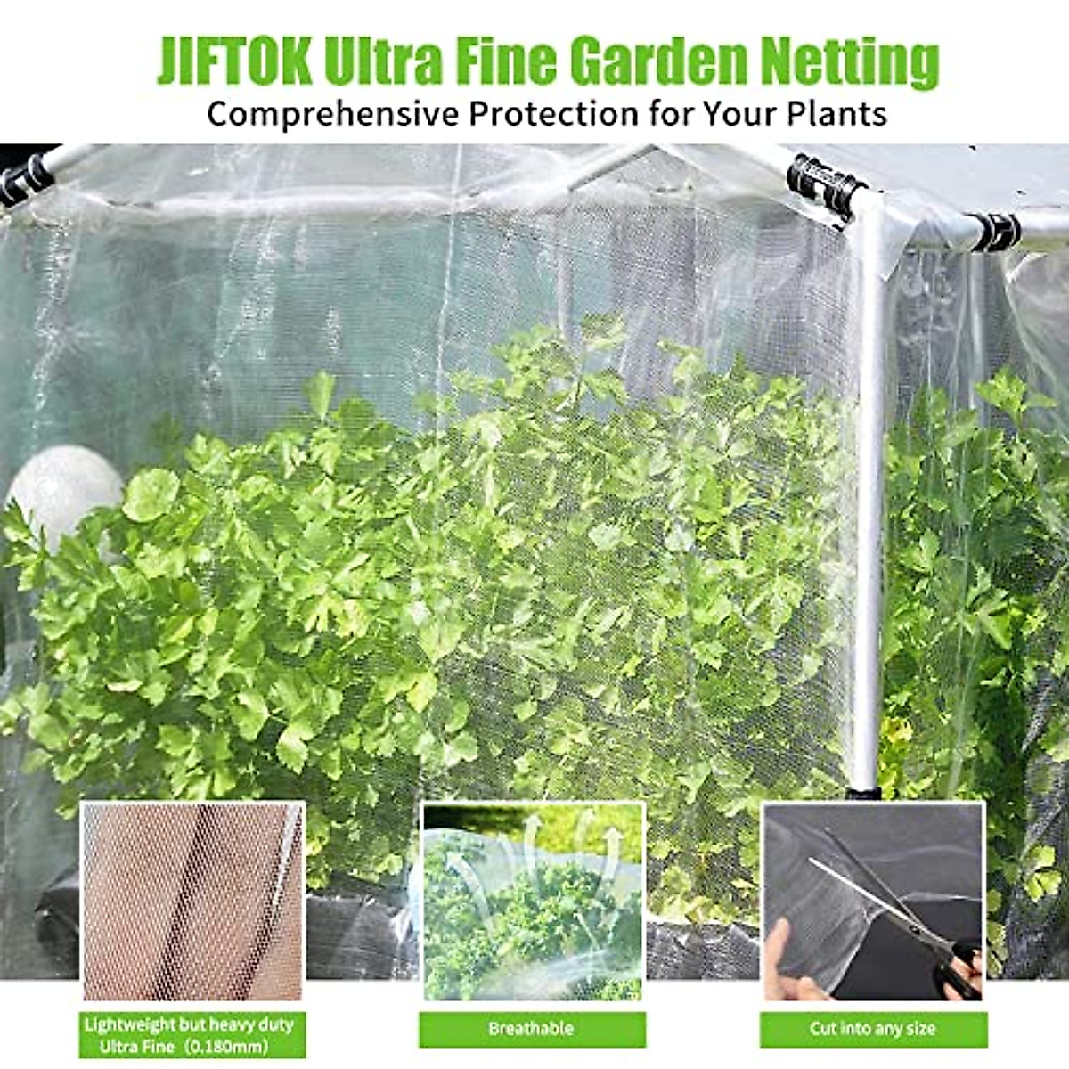 JIFTOK Ultra Fine Garden Mesh Netting, 8×24FT Plant Covers Insect Bird Protection Netting for Vegetable Fruits Flowers Crops Greenhouse Row Cover Raised Garden Bed Cover Screen Netting