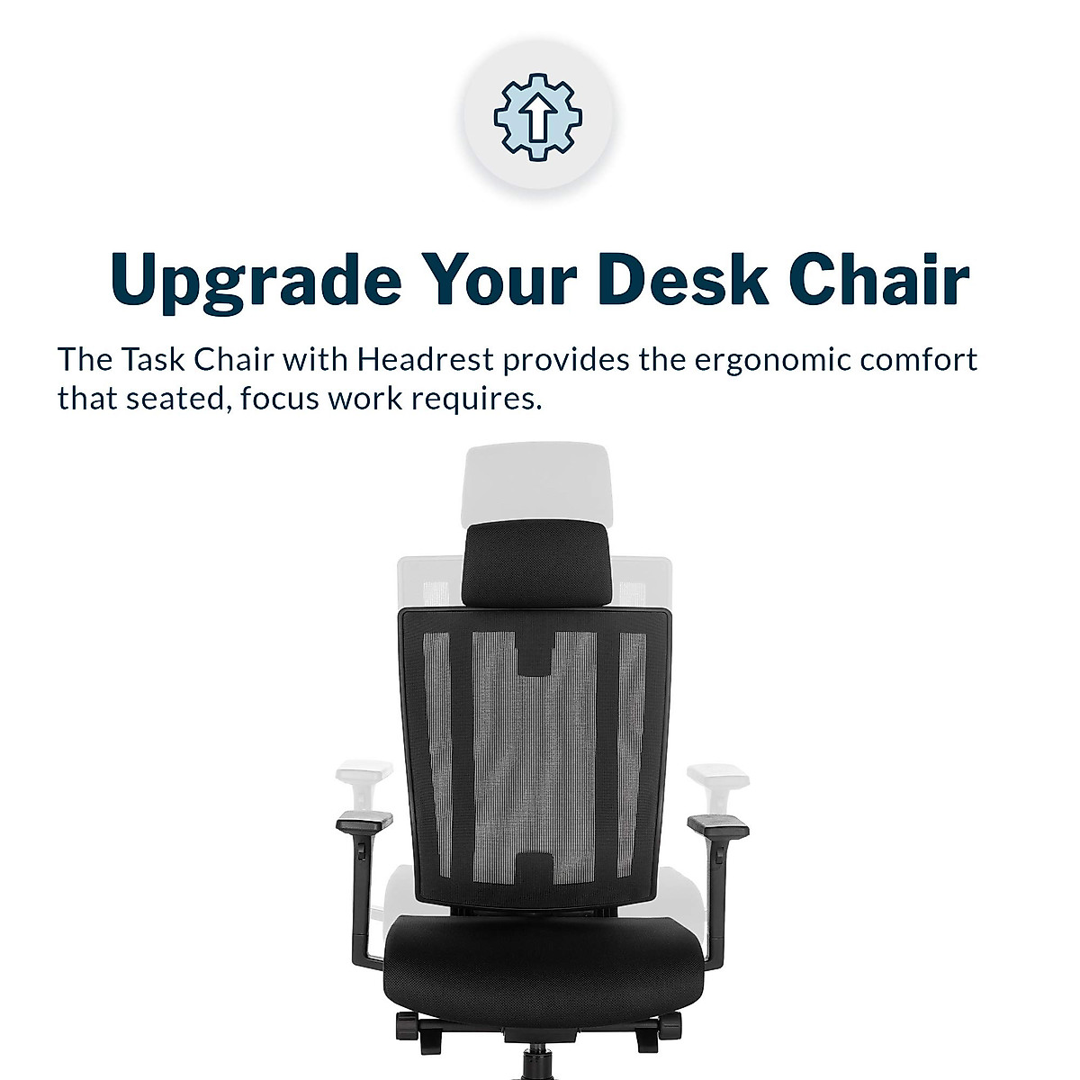 Vari Task Chair with Headrest (VariDesk) - Adjustable Height Computer Chair With Armrests & Casters - Breathable Mesh Desk Chair w/Maximum Lumbar Support - Easy Assembly Ergonomic Office Chair (Black)