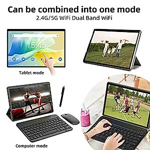 2 in 1 Tablet, 10 inch Android 11 Tablet with Keyboard 4GB+64GB+512GB Expandable Dual Camera, IPS Touch Screen Tablet Computer, WiFi, Bluetooth, Long Battery Life, Google Certified Tablet PC, Black