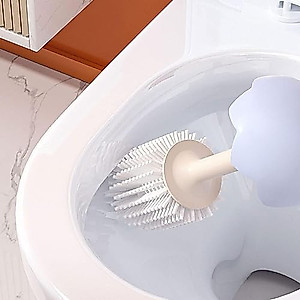 SAAKO Compact Toilet Bowl Brush Floor Standing Silicone Toilet Cleaner Brush Plastic Handle Toilet Brush Cute Animal Toilet Cleaner