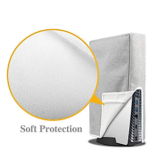PS5 Console Dust Cover PS5 Dust Protector Custom Designed for Playstation 5 Console Disc Edition & Digital Edition with Thick Cotton Precision Cut Easy Access Cable Port