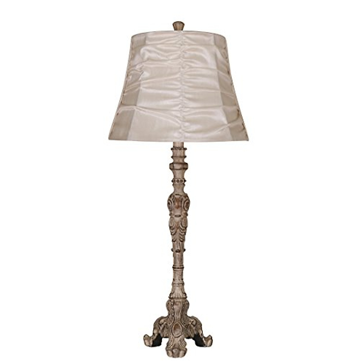 Elegant Designs LT3301-CRM Antique Style Buffet Table Lamp with Cream Ruched Shade