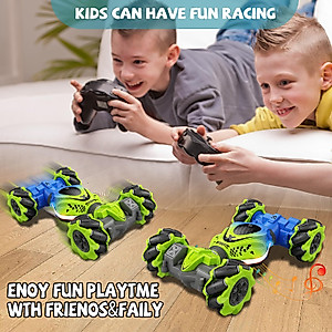 TIOYOTY Gesture Sensing RC Stunt Car with Lights Music, 4WD High Speed Gesture RC Car, 2.4Ghz Remote Control Watch Sensor 360° Rotating Drift, Ages 6-13 Kids Boys Girls Birthday Gift