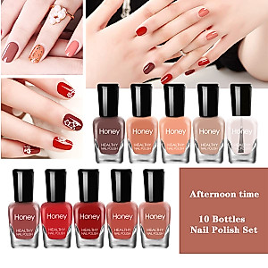 Tophany Non Toxic Easy Peel Off and Fast Dry Nail Polish Set for Pack, Eco Friendly and Organic Water Based Nail Polish for Women,Teens(10 Bottles)