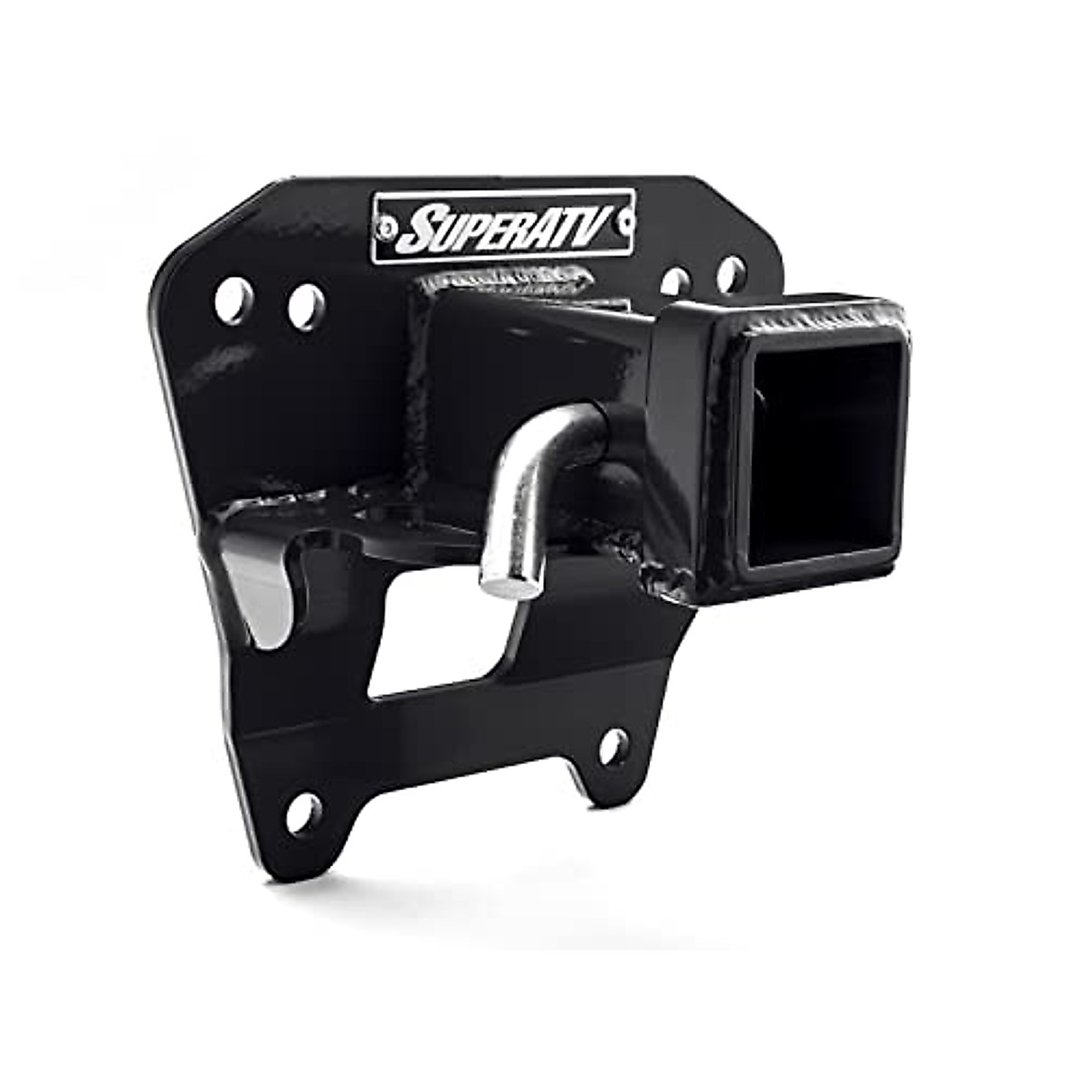 SuperATV Black Rear Receiver Hitch for 2018-2021 Polaris RZR XP Turbo S | 2019-2021 RZR XP 4 Turbo S | Fits Standard 2" Attachments | 3/16" Heavy-Duty Steel | Includes Cotter Pin and Hitch Pin