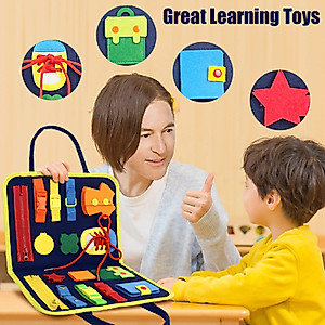 Rrwin Toddlers Busy Board for 1 2 3 4 Year Old Montessori Sensory Preschool Activities Educational Travel Toys Boys & Grils Gifts Learning Basic Dress Skills