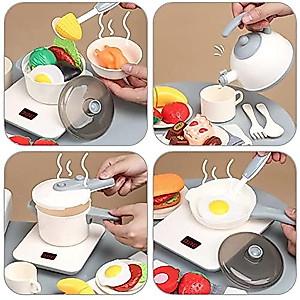 Large Pretend Play Kitchen Toys with Sink, Role Play Kitchen Playset, Pot and Pan, Cooking Stove with Spray Realistic Light and Sound, Cutting Food, Kitchen Accessories Set for Kids Toddlers