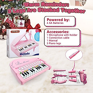 Toddler Piano Keyboard Toy - Toy Piano for 1 2 3 Years Old Girls Birthday Gift Piano Multi Functional Musical Toy with Microphone