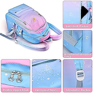 Makukke Backpack for Girls,Cute Kawaii School Bag Kids Lightweight Bookbag Backpack for Middle and High School with Anti Theft Pocket,Pink School Backpack