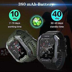 UHOOFIT Smart Watch for Men, Smartwatch Compatible withAndroids iOS, 5ATM Waterproof Fitness Watch with 24 Sports Modes Message Notification Heart Rate Blood Oxygen Monitor and Sleep Tracking