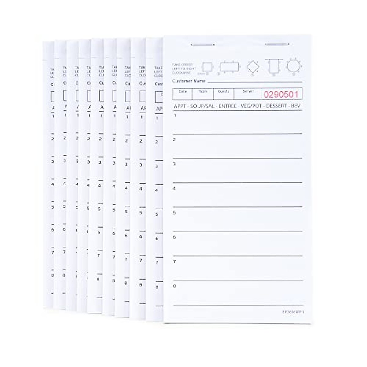 DGBDPACK Guest Check Pads EP-3616WP-1 (10 Pads), Total 500 Sheets White Waitress Notepad, Server Order Pads for Restaurant