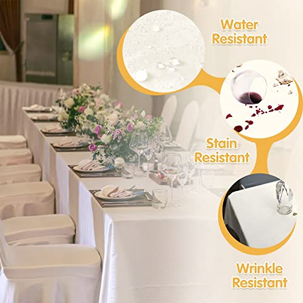 6 Pack Ivory Tablecloths for 6 Foot Rectangle Tables 60 x 102 Inch - 6ft Rectangular Bulk Linen Polyester Fabric Washable Long Table Clothes for Wedding Reception Banquet Party Buffet Restaurant