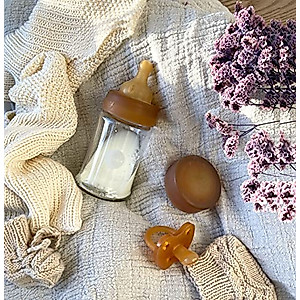 HEVEA Wide Neck Baby Glass Bottle 2-Pack Free from Plastic, BPA, and Phthalates (150 ml / 5 oz)