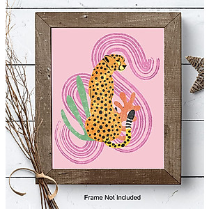Abstract Cheetah Print Wall Art - Mid Century Modern Decor - Aesthetic Room Decor - Minimalist Wall Art - Pink Boho Wall Decor - Bohemian Wall Decor - Gallery Wall Art - Leopard Print