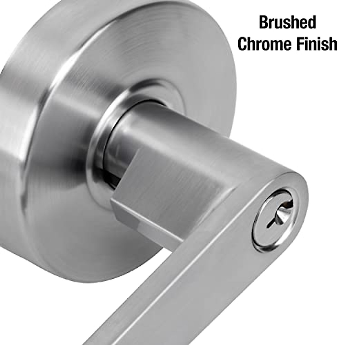 Master Lock Keyed Entry Door Lock, Brushed Chrome Finish Commercial Door Handle, Interior or Exterior Lever Style Locking Door Handle, SLCHKE26D