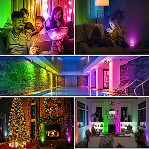 Ucomeuni Outdoor LED Flood Light 6 in 1 Color Changing LED Lighting 12V Landscape Lights with UL Adapter IP66 Waterproof Garden Pathway Light with Metal Spike Stand for Yard, Lawn, 6 Pack, Black